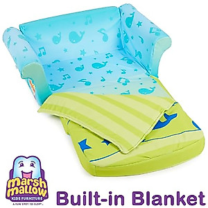 Marshmallow Furniture, Cocomelon 3-in-1 Slumber Sofa Baby Lounger, Convertible Kids Couch, Sofa Bed & Foam Toddler Nap Mat with Attached Blanket