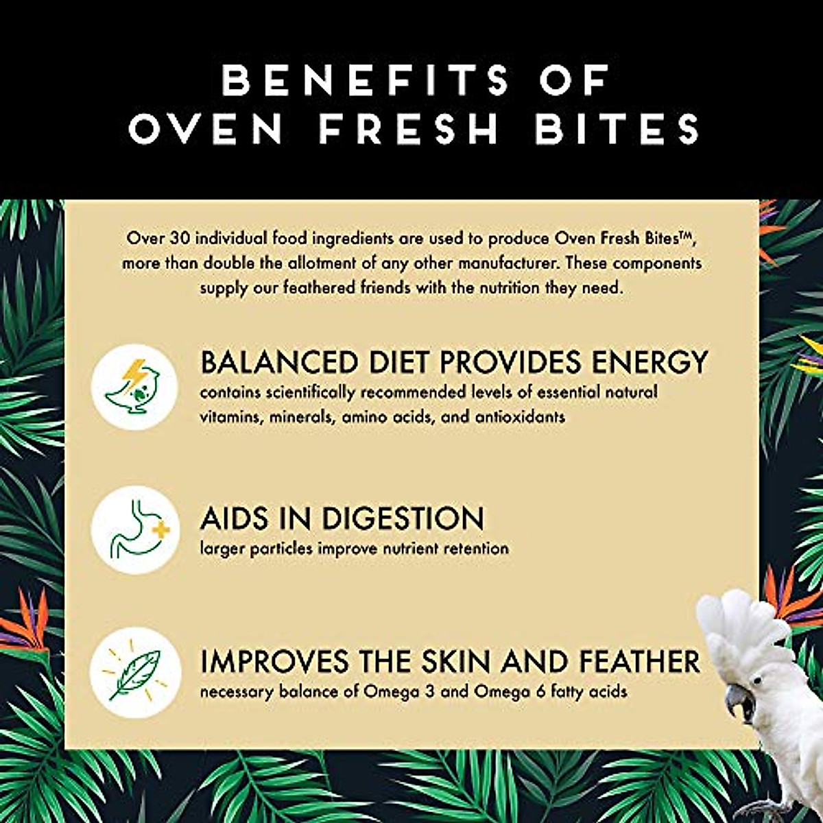 Oven Fresh Bites Freshly Baked Pet Bird Food, For Amazons, Cockatoos and Macaws, 42-Ounce Resealable Package