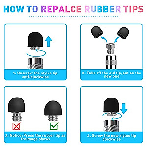Stylus Pens for Touch Screens,4 Pack Touchscreen Pen 2 in 1 Rubber Stylus Touch Pen for Tablets, iPad Mini, iPad Pro, iPad Air, Smartphones, Samsung Galaxy