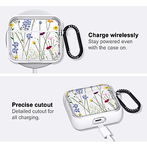 MOSNOVO Case for Airpods 3rd, Protective Clear Case with Shockproof Dual Layer Hard Luxe Metal Ring Designed for AirPods 3rd Generation - Floral Garden