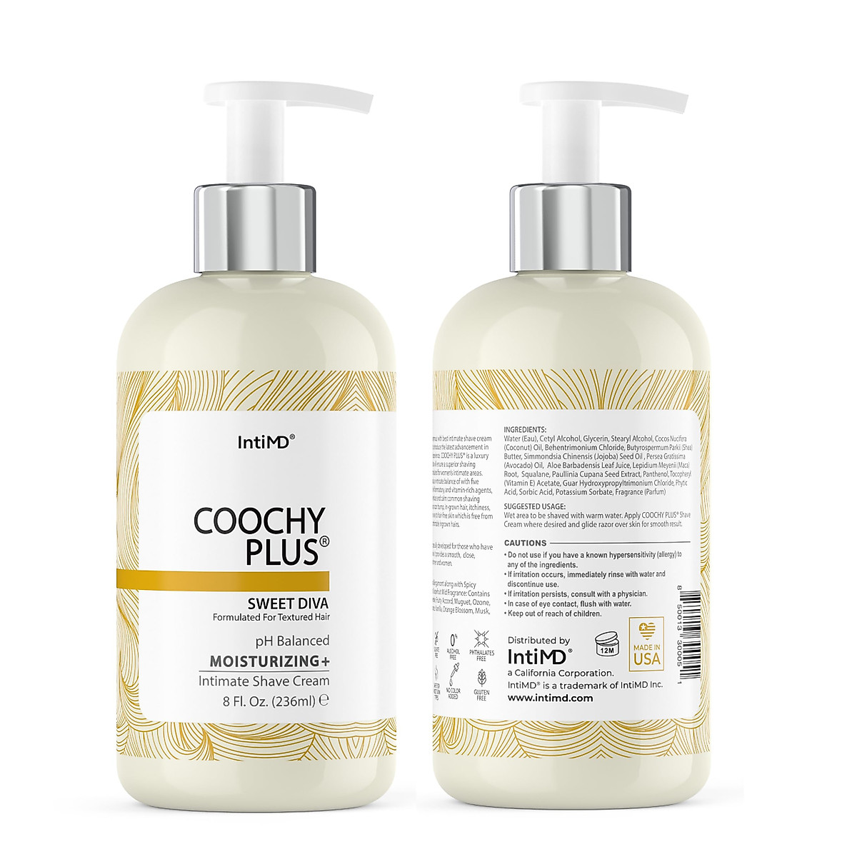 Coochy Plus Intimate Shaving Cream SWEET DIVA For Afro Natural Texture Hair With HydroLock & Moisturizing+ Formula – Prevents Razor Burns & Bumps, In-Grown Hairs, Itchiness 8oz