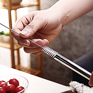 Vinaco Stainless Steel Smoothie Straws, 0.4'' Extra Wide Reusable Metal Drinking Straws for Milkshake, Smoothie, Beverage, Set of 4 with 1 Cleaning Brush