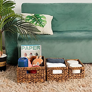 CENBOSS Woven Storage Baskets (Brown Wash, Set of 3 Sizes)