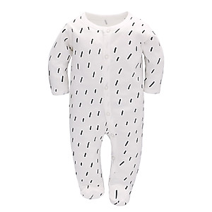 LAT 3 Pcs Infant Girls Boys Footie Onesies Sleeper Newborn Cotton Sleepwear Outfits (Orange fox + Raindrops, S (56cm))