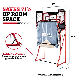 ESPN EZ Fold 2 player Basketball Game with Polycarbonate Backboard and LED Scoring