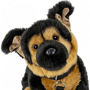 Carl Dick German Shepherd Dog with Lead 10 inches, 25cm, Plush Toy, Soft Toy, Stuffed Animal 3498