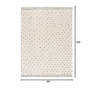 Hauteloom Julie Living Room, Bedroom Shaggy Area Rug - Spotted Polka Dot Carpet - High Pile, Soft Touch, Shag - Black, Cream - 7'10" x 10'