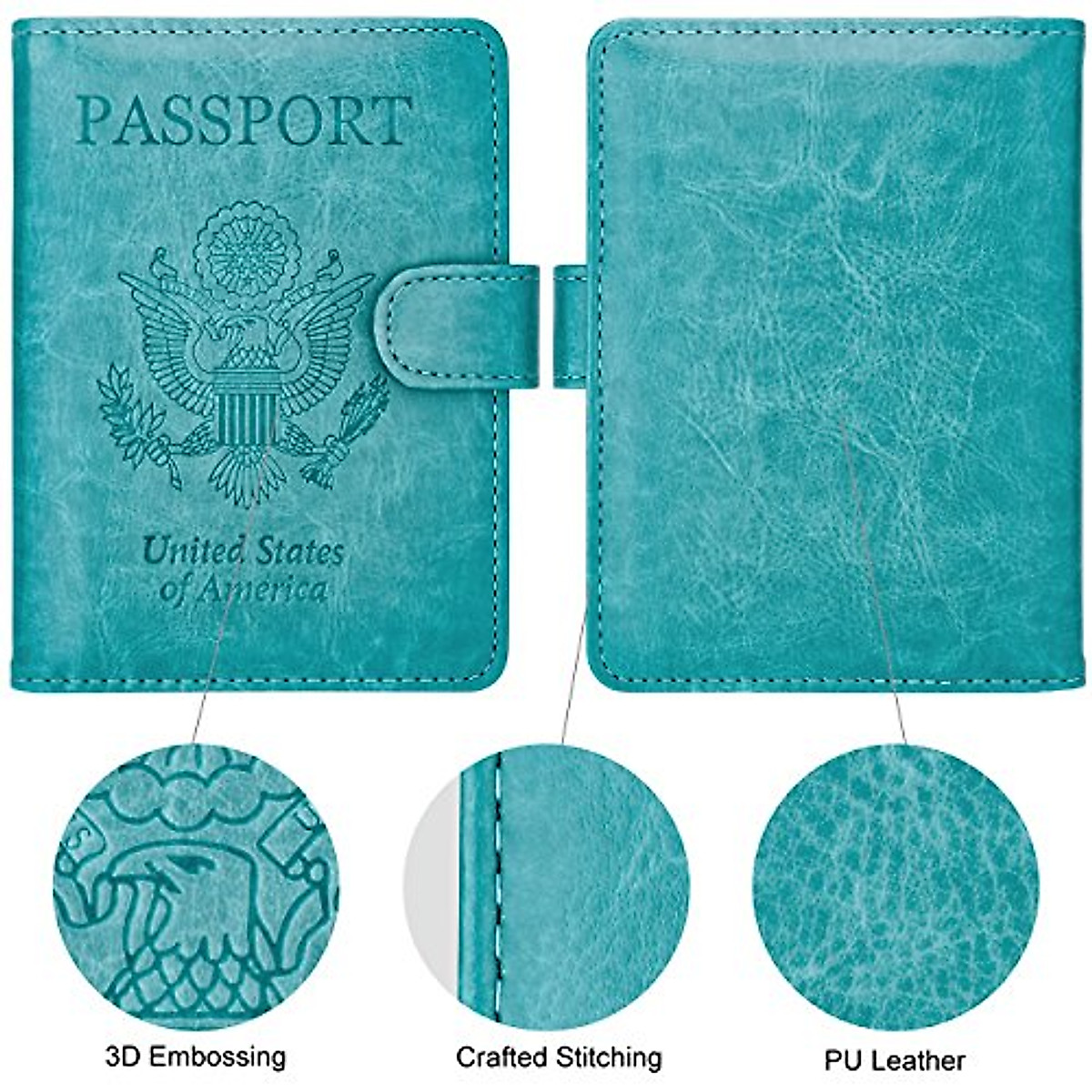 WALNEW Passport Holder Cover Case RFID Passport Travel Wallet, Blue