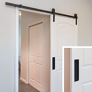 Orgerphy 7” Barn Door Handle Finger Pull Set (1 Pack) in Black | Heavy Duty Modern Simple Invisible Handle for Gates Garages Sheds Barn Door, Pocket Door | with Flat Bottom Easy to Install