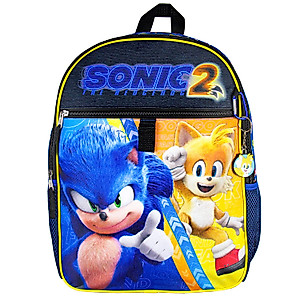 Sonic the Hedgehog 2 Movie Sonic Tails 16" Backpack w/Lunch Tote 5 Piece Set