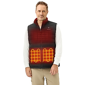 ORORO Men's Heated Down Vest with Battery, Lightweight Heated Vest with 800 Fill Down (Charger Not Included)(Black, XL)