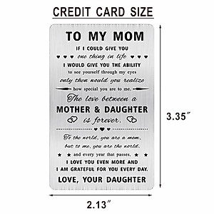 Alotozo Laser Engraved Stainless Steel Card for Mom - Mother's Day Gifts from Daughter - Mother Daughter Gift, Credit Card Size Keepsake