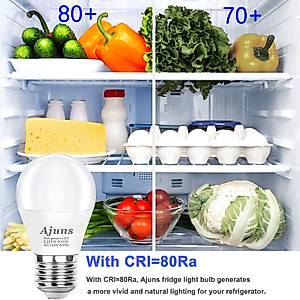 Ajuns LED Refrigerator Light Bulb 40W Equivalent 120V Freezer Waterproof Light Bulbs, Energy-Saving A15 Appliance Fridge Light Bulbs,5W Daylight White 5000K E26 Base, Non-Dimmable 2 Packs