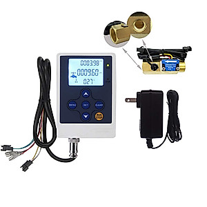 DIGITEN Water Flow Control LCD Display+G1/2"Thread Water Flow Hall Sensor Flowmeter with Temperature Sensor