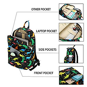 abshoo Cute Lightweight Kids School Bookbags Dinosaur Boys Backpacks With Lunch Bag (Colorful Dinosaur Set)