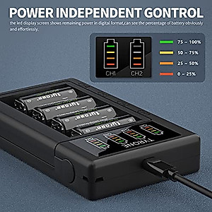 tyrone Rechargeable CR123a Lithium Batteries CR123A Battery for Arlo Camera VMC3030 VMS3330 3530 Alarm System, 8-Pack 123A Batteries and 4-Bay Charger