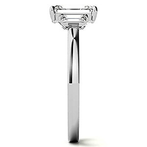 10K Solid White Gold Handmade Engagement Ring, 3 CT Emerald Cut Moissanite Diamond Solitaire Wedding/Bridal Ring for Women/Her, Minimalist Ring Anniversary Ring Gifts (6.5)