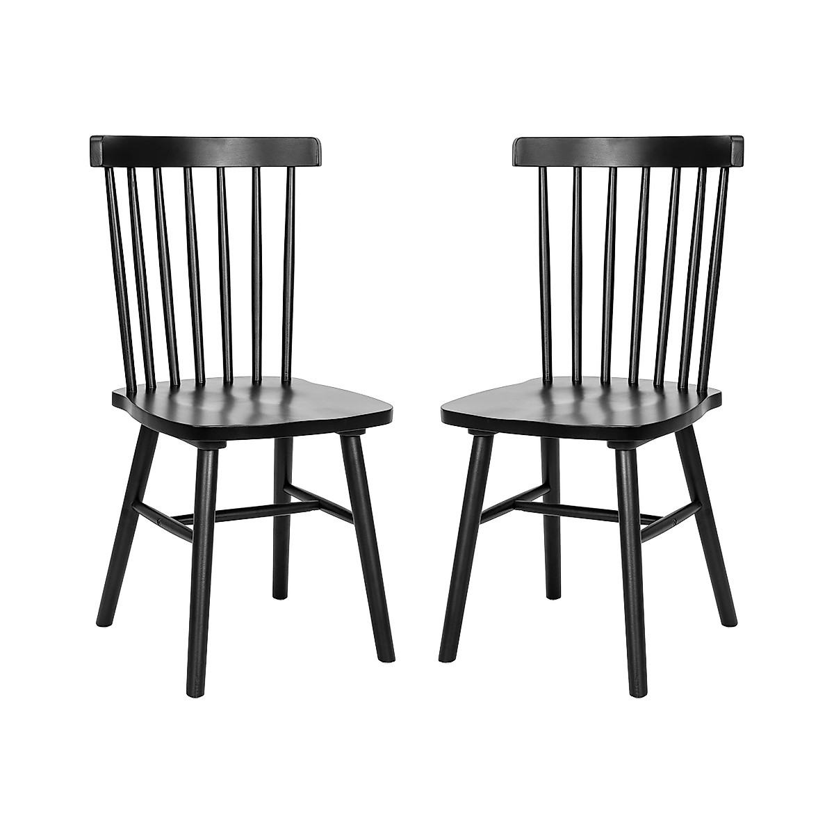 Flash Furniture Ingrid Commercial Grade Windsor Dining Chairs - Black Solid Wood Spindle Back Chairs - Armless Kitchen or Dining Room Chairs - No Assembly Required