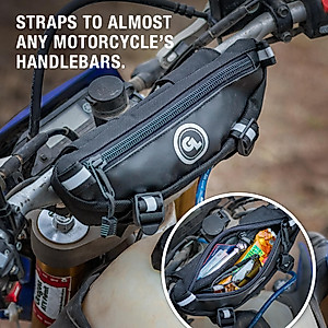 Giant Loop Zigzag Handlebar Bag, 1.5 Liter Black Windshield Pouch, Fits Any Motorbike, Dirt Bike & Snow Bike