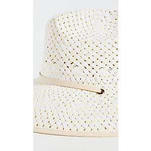 Lele Sadoughi Women's Straw Checkered Hat, White Washed, One Size