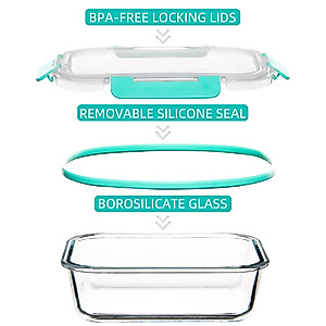 FAWLES 12 Pack Glass Storage Containers with Lids, Leak-Proof Meal Prep Containers, Dishwasher/Microwave/Oven/Freezer Safe Glass Food Storage Containers for Leftovers, to Go