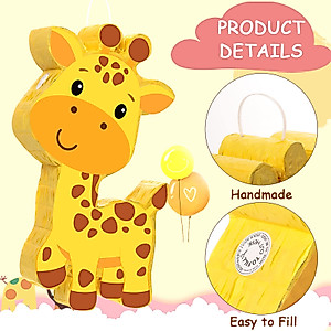 Aoriher Giraffe Piñata Safari Piñata with Blindfold and Bat Giraffe Birthday Party Supplies Safari Jungle Zoo Animal Party Favors for Birthday Supplies, 16 x 11.3 x 3.2 Inch