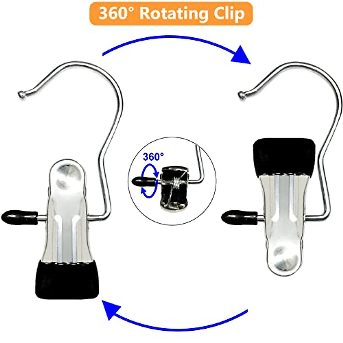 Boot Hangers for Closet, 12 Pack Hanging Clips Hook Clothes Pins for Laundry, Hanger Clips Towel Clips Boot Organizer for Home and Travel, Clothespins Clip Hangers for Pants Hats Socks Gloves