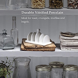WM Bartleet & Sons 1750 Traditional Porcelain 4 Slot Toast Rack with Carry Handle/Knob– White