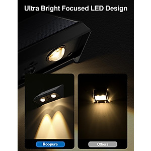 Solar Powered Fence Lights Outdoor Wall Mount LED Decorative Waterproof Yard Lamps for Outside Stair, Rail, Deck, Backyard, House Patio, Pool, Design for Long-Lasting Dusk to Dawn, Warm White 4 Pack