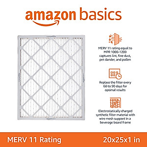 Amazon Basics Merv 11 AC Furnace Air Filter - 20'' x 25'' x 1'', 6-Pack