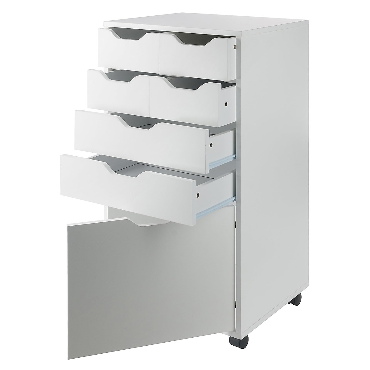 Winsome Halifax Bins & Drawers Multi-Storage Tall Mobile Cabinet, White
