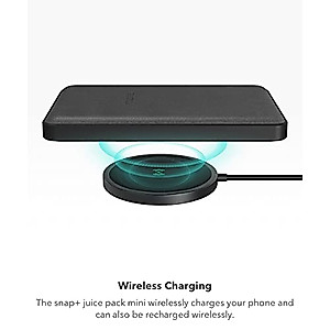 mophie Snap+ Juice Pack Mini - Wireless Portable Magnetic Charger with 5000 mAh Internal Battery, Compatible with MagSafe & Qi-Enabled Smartphones, Works with Apple, Samsung, and Google Phones, Black