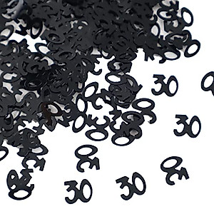 30th Happy Birthday Confetti for Table - Number 30 Confetti for Birthday Anniversary Party Decorations, Anniversary Party Birthday Confetti for 30th, Happy 30 Birthday Confetti for Table Decorations, Party Supplies (Black)