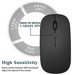 UrbanX Bluetooth Rechargeable Mouse for HP Stream 11 Pro G5 Laptop, Midnight Black, Wireless, Optical, Anti-Fingerprint, 500 Hour Battery Life