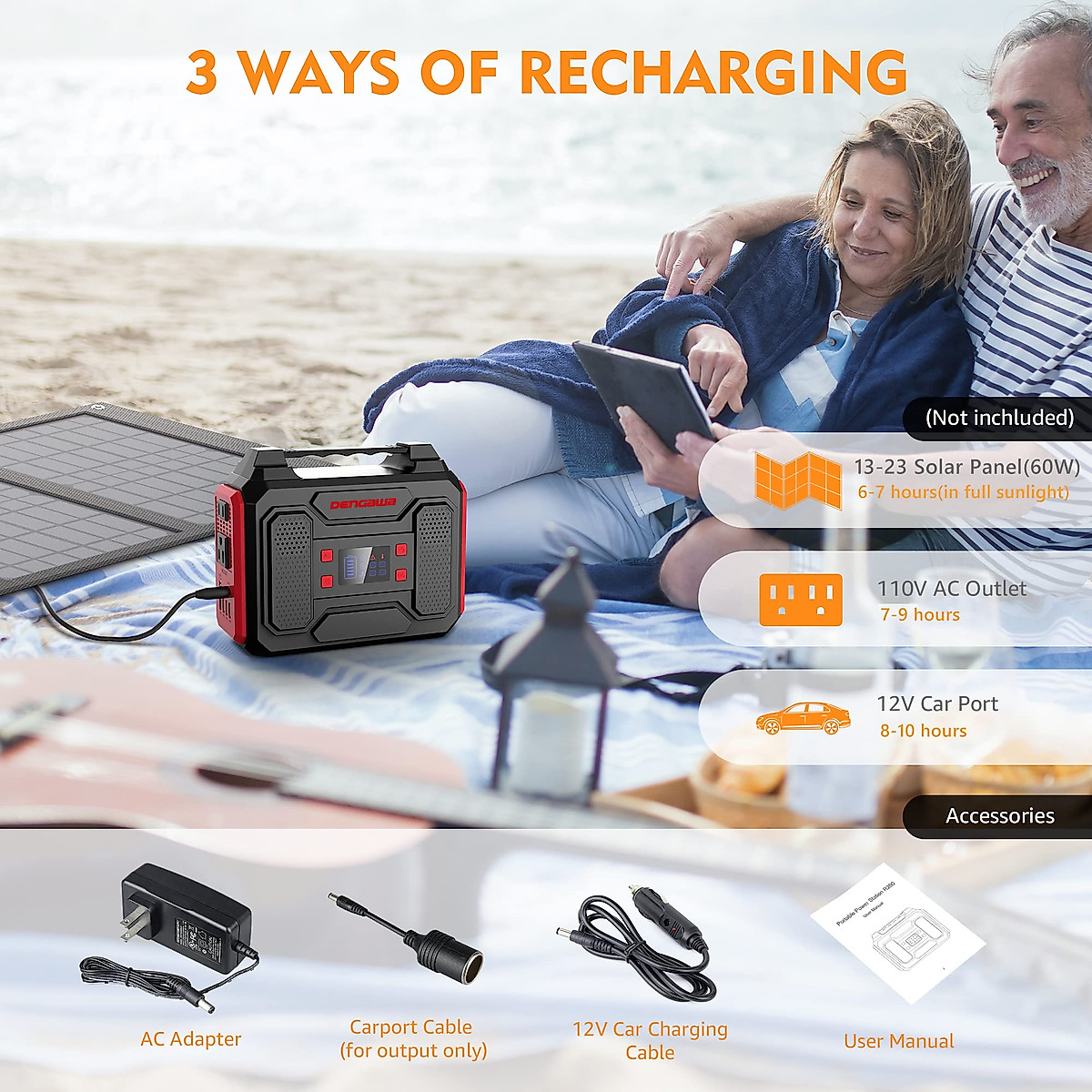 250W Portable Power Station with 40W Solar Panel, Solar Power bank with AC Outlet 67500mAh, Solar Generator Outdoor for Tent Camping, RV Travel and Home Emergency