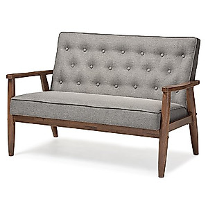Baxton Studio BBT8013-Grey Loveseat Love Seats, Gray