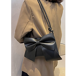 YAQUNICER Women Sweet Bow-knot Underarm Bag Party Shoulder Bags Purse Handbag Clutch-Black