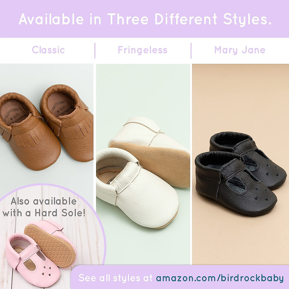 BirdRock Baby Mary Jane Moccasins - Genuine Leather Soft Sole Baby Girl Shoes for Newborns, Infants, Babies, and Toddlers (Rose Gold, US 5.5)