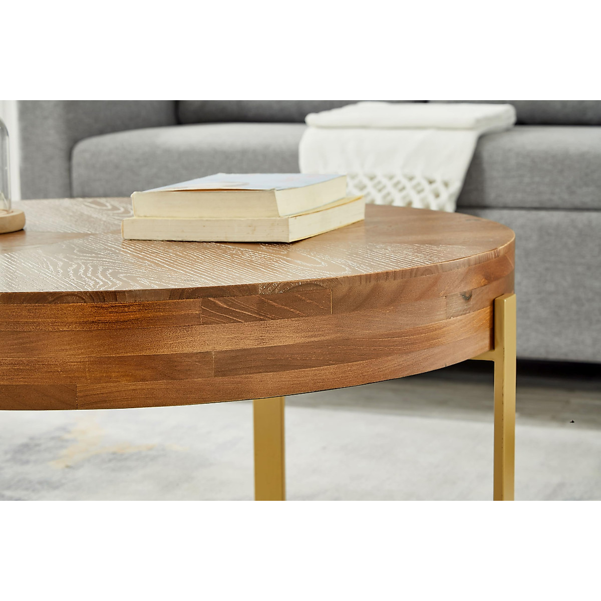 Gexpusm Round Wood End Table for Living Room, 2 Tier Farmhouse Circle Side Table, Rustic Mid-Century Wooden End Table for Apartment, Easy Assembly (Coffee Table, Ct-espresso,metal Leg)