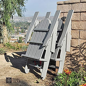 RESINTEAK Adirondack Chair, All Weather Resistant, HDPE Poly Lumber, Comfortable Patio Furniture, Premium Quality, Outdoor Plastic Adirondack Chairs, New Tradition Collection (Gray