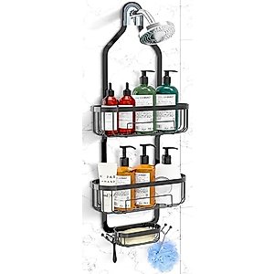 Turfson Shower Caddy Hanging Over Shower Head,Shower Organizer Hanger Storage Rack Shelf For Inside Shower Wall Shelves Baskets With Soap Shampoo Holder Organization For Bathroom Black