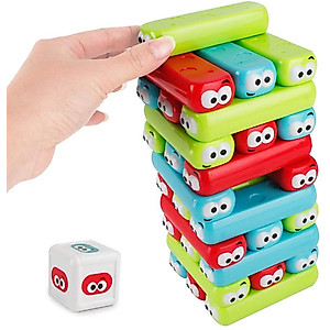 wonuu Timber Tower Block Stacking Game Colored Cartoon Plastic Building Blocks Board Educational Toy Game