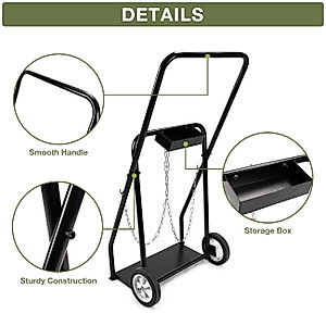 biosp Welding Cylinder Cart with Two 6'' Solid Rubber Wheels, Heavy Duty Torch Cart with 2 Hinges, 285 lbs Load Capacity Gas Oxygen Bottle Acetylene Tank Hand Truck, 41''H x 18.5''W x 10''D, Black