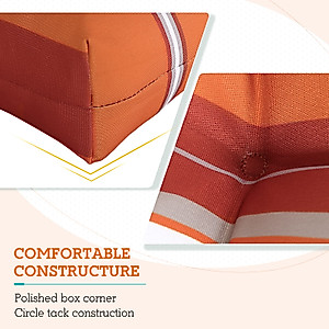 EAGLE PEAK Tufted Outdoor/Indoor High Back Patio Chair Cushions, Set of 2, 46'' x 22'', Red Stripes