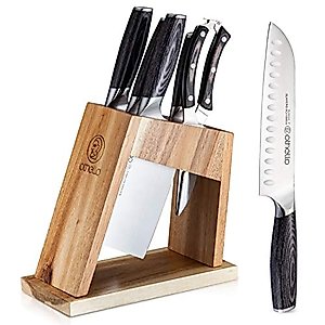 Othello CL-FK6 Classic Knife Set with Wooden Block Kitchen Knives, Silver
