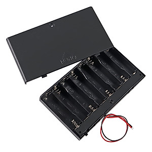 AITIAO 2Pcs 8 x AA Battery Holder Case Box 8 x 12V AA Battery Storage Box Battery Container Case with Cover ON/Off Switch and Wire