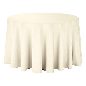 10-Pack 108-Inch Round Ivory Polyester Tablecloths – Machine Washable, Durable, Wrinkle-Resistant Linens for 8-Foot Tables – Ideal for Weddings, Banquets, Restaurants, Parties