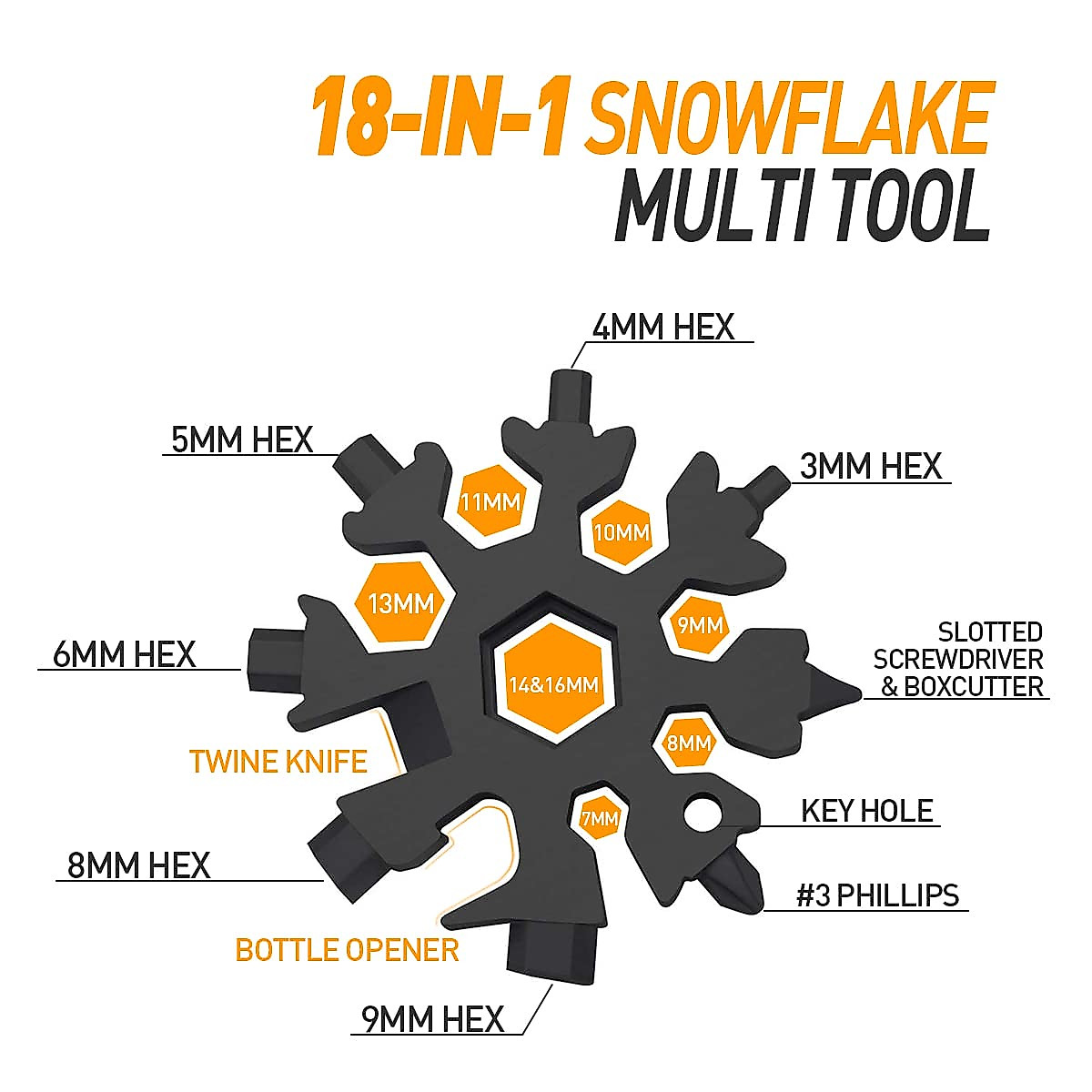 Hinshark Gifts for Men, 18-in-1 Snowflake Multitool, Birthday Gifts for Him, Cool Camping Gadgets Tools for Men, Mens Gifts for Dad, Boyfriend, Husband, Fathers Day Gift from Daughter