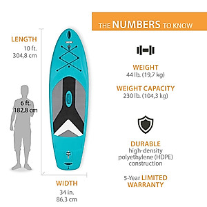 Lifetime Horizon 100 Hardshell Stand-Up Paddleboard (Paddle Included), Teal