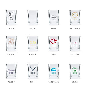 WEDDINGSTAR Personalized 2oz Square Shot Glass Customizable Full Color Print - 24 pack